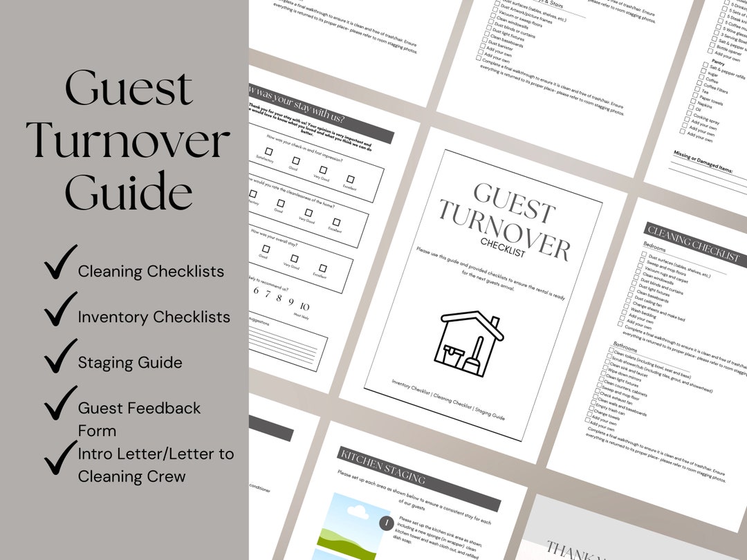 Airbnb Guest Turnover Guide Cleaning Checklist Staging - Etsy