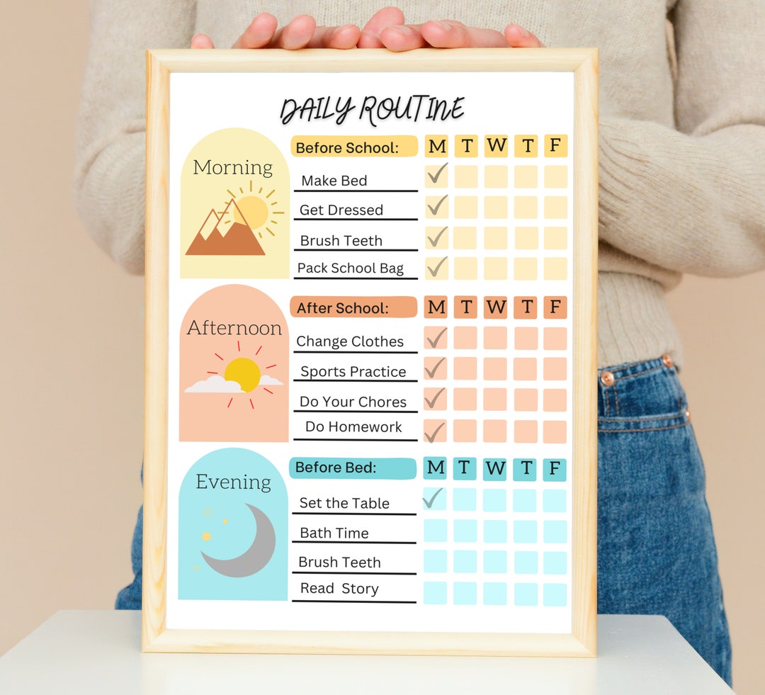 Kids Daily Routine, Checklist BLANK Instant Download Printable ...