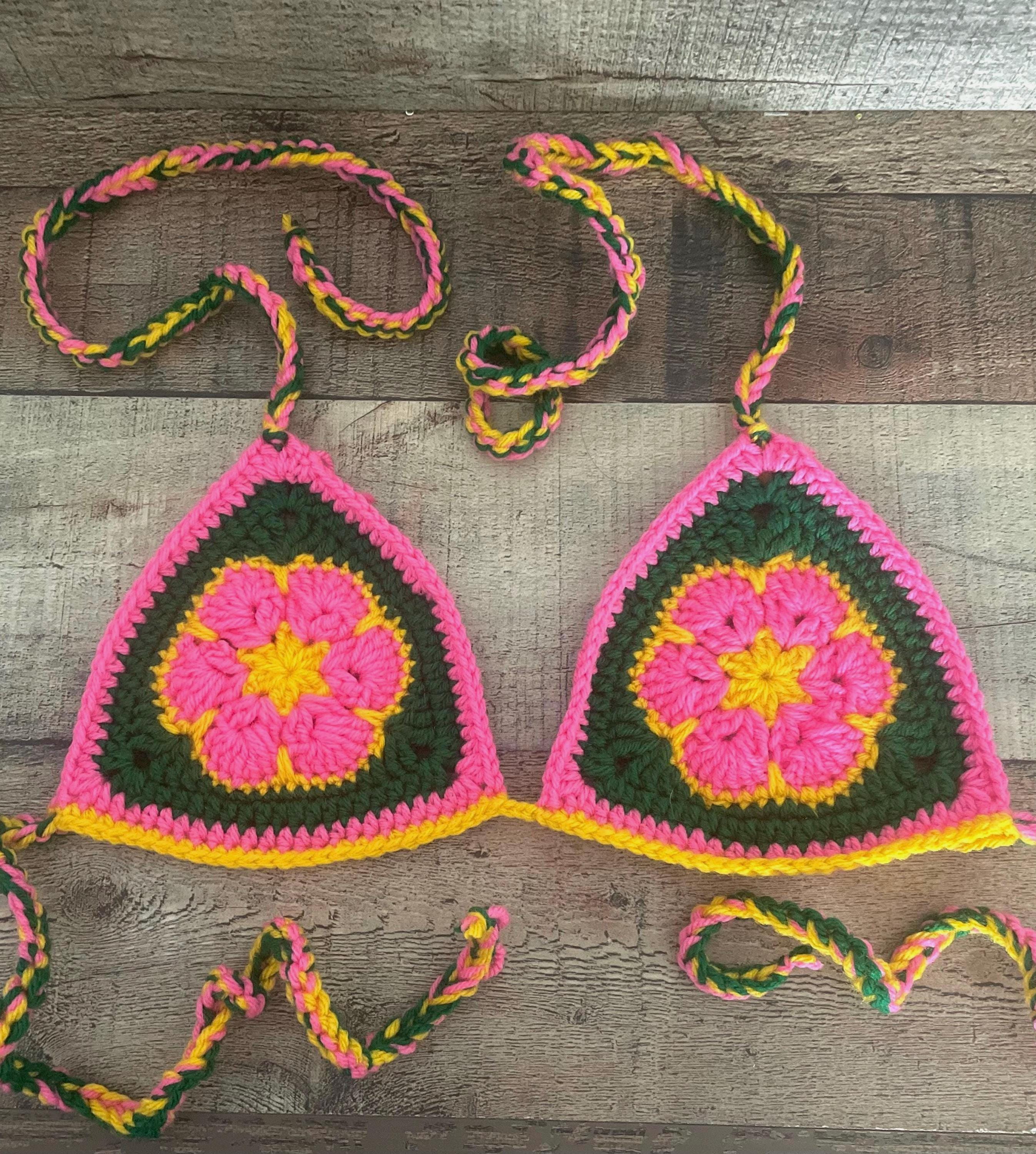 Crochet Flower Bikini Set Bikini Top and Bikini Bottom Handmade - Etsy