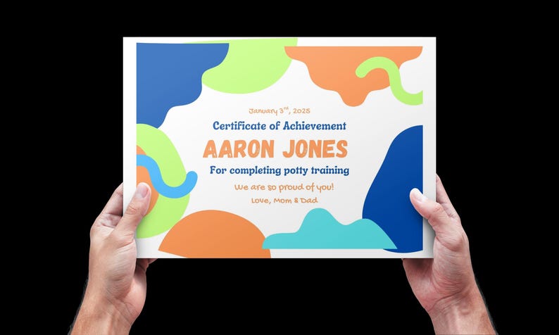 Buy Editable Potty Training Certificate for Boys – Canva Template – DIY ...