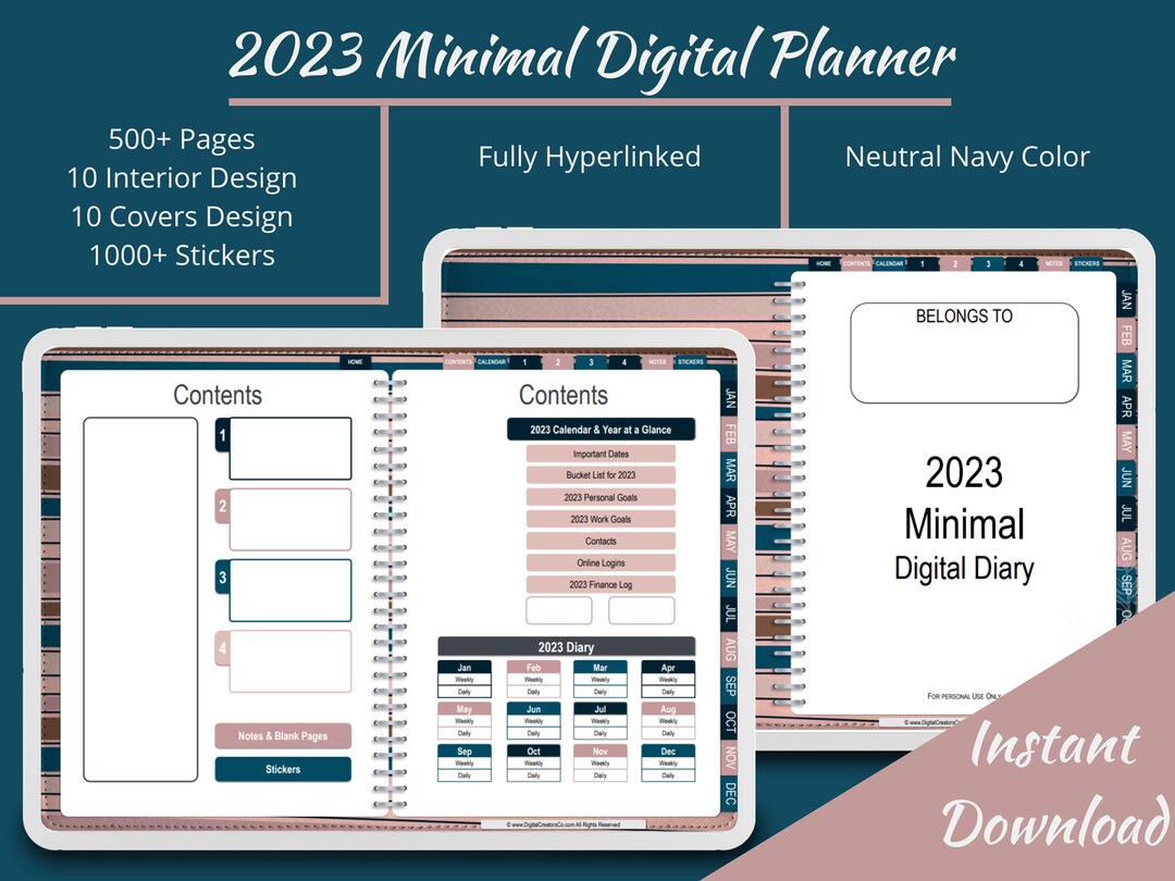 2023 Digital Planner, Minimal & Simple Digital Planner, Digital Planner ...
