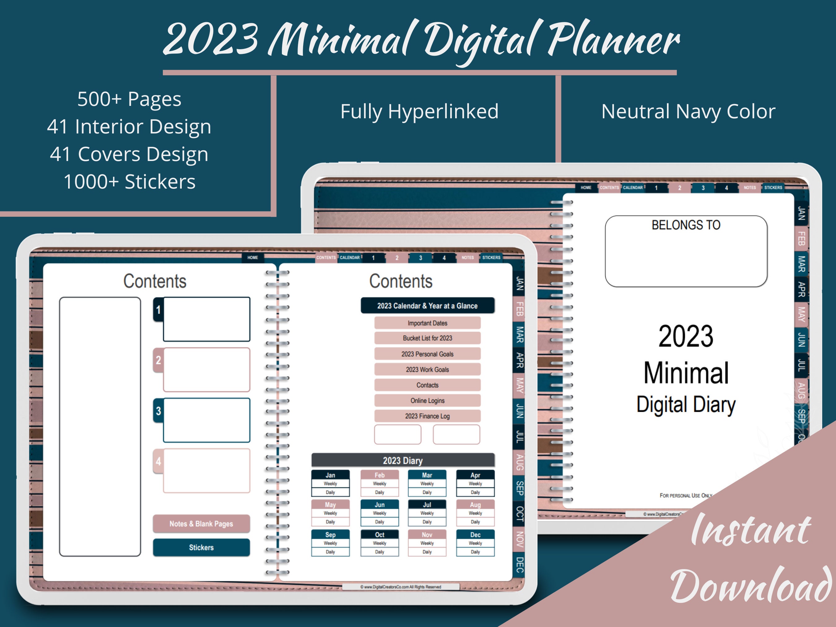 2023 Digital Planner, Minimal & Simple Digital Planner, Digital Planner ...