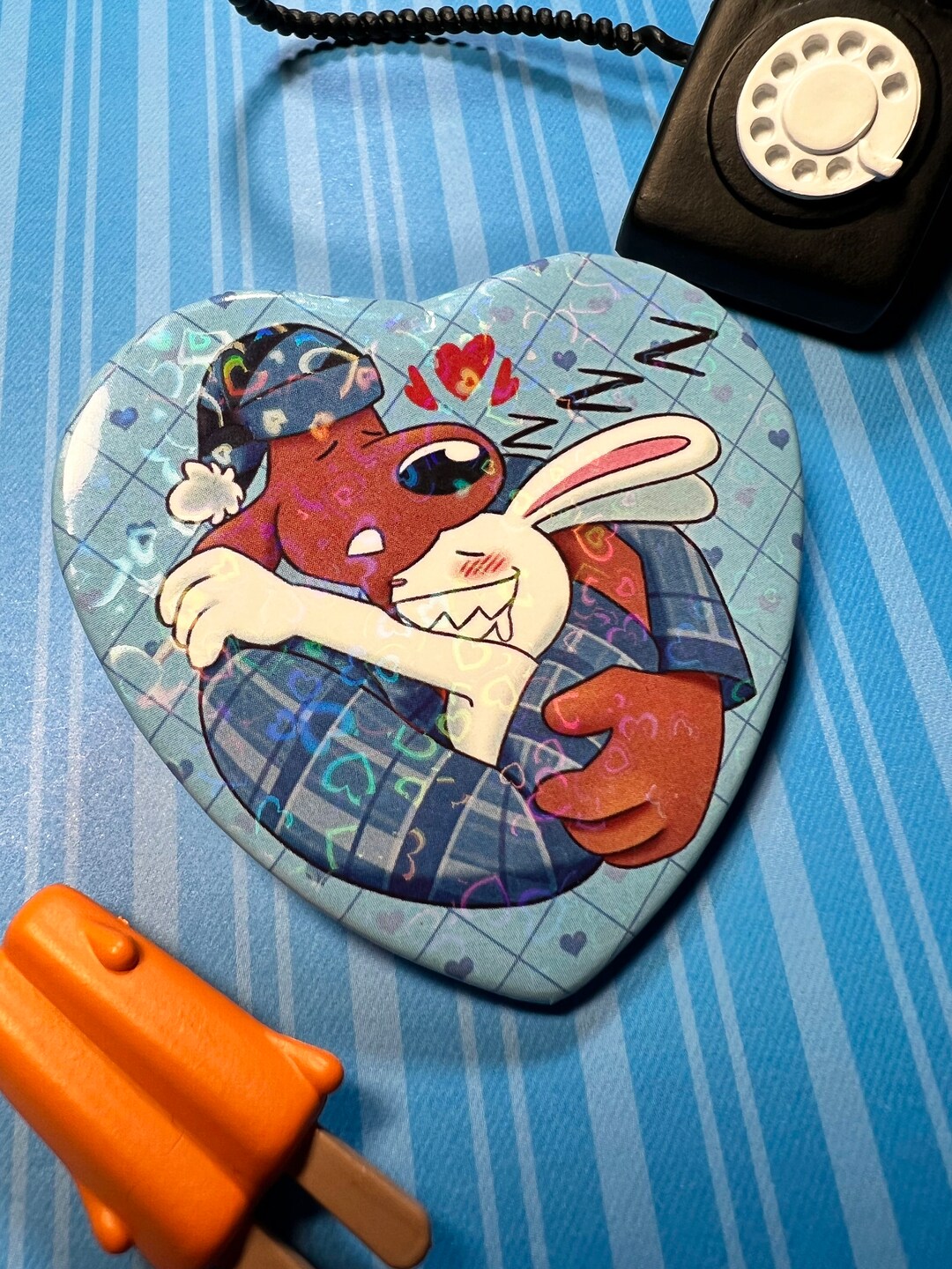Cuddling Sam and Max Heart Button - Etsy
