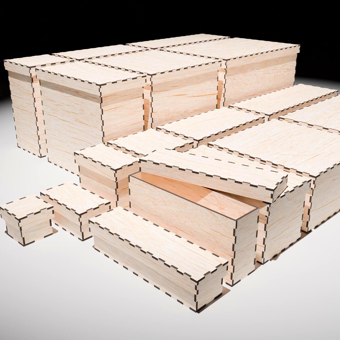 Laser Cut Box Set SVG | 3mm Material | Lift Lid Box | Digital Files for ...