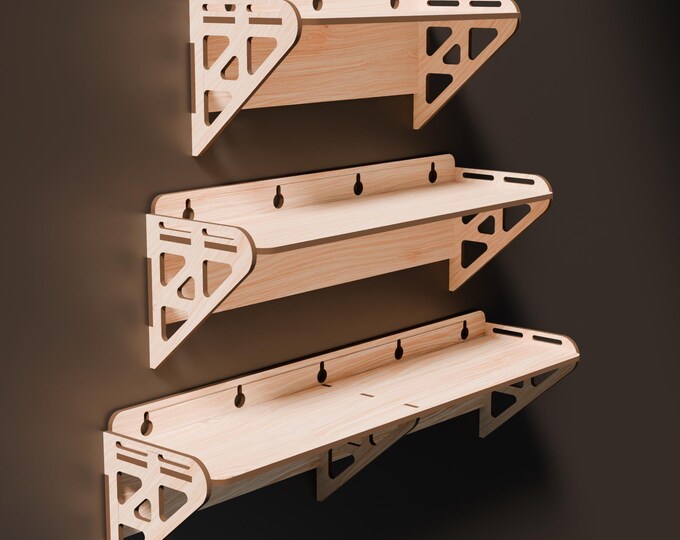 Laser Cut Shelf | Wall Mounted Floating Shelf | Modern Plywood Storage ...