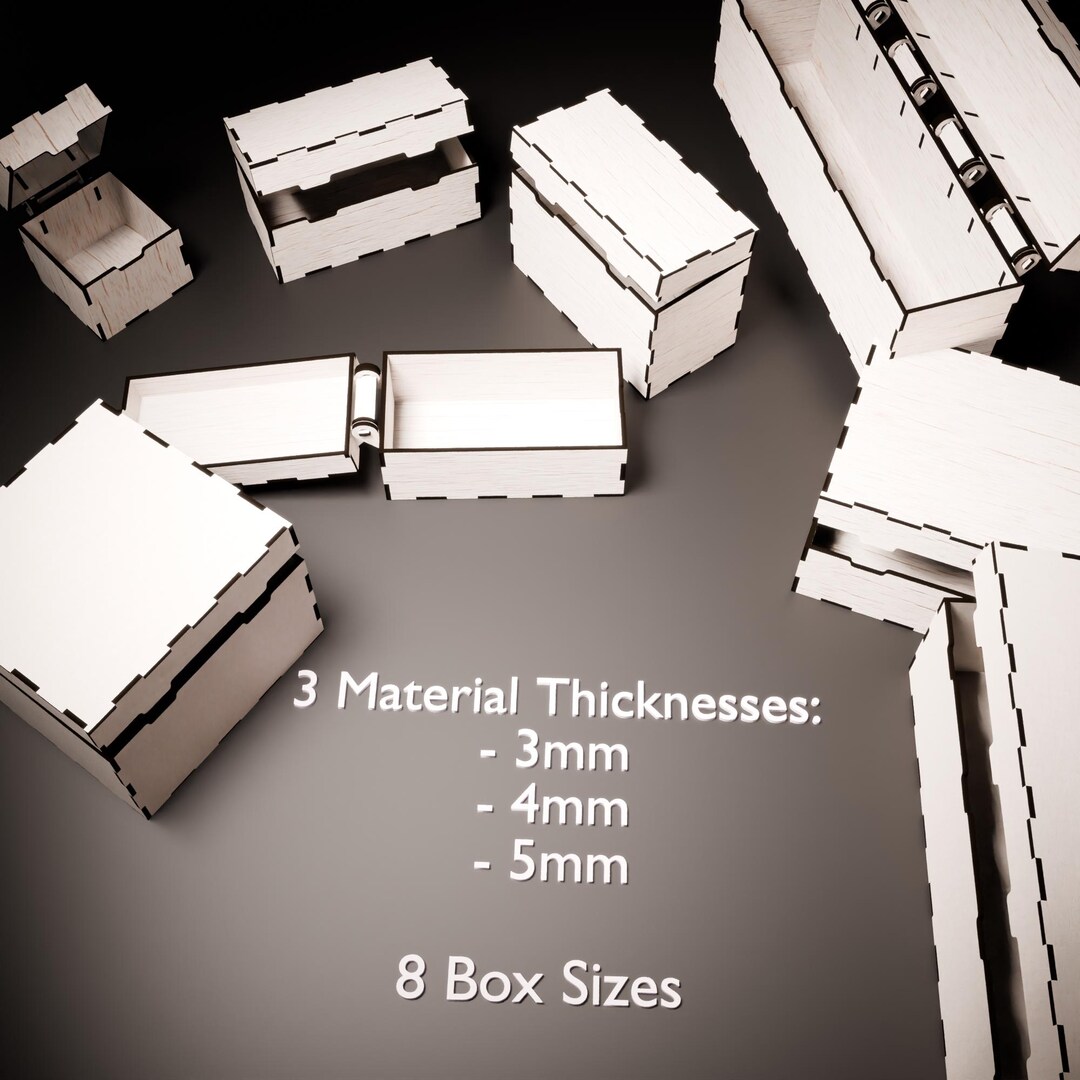 Laser Cut Box With Hinge Joint Lid - Storage Box - 8 Different Size - 3 Different Material ...