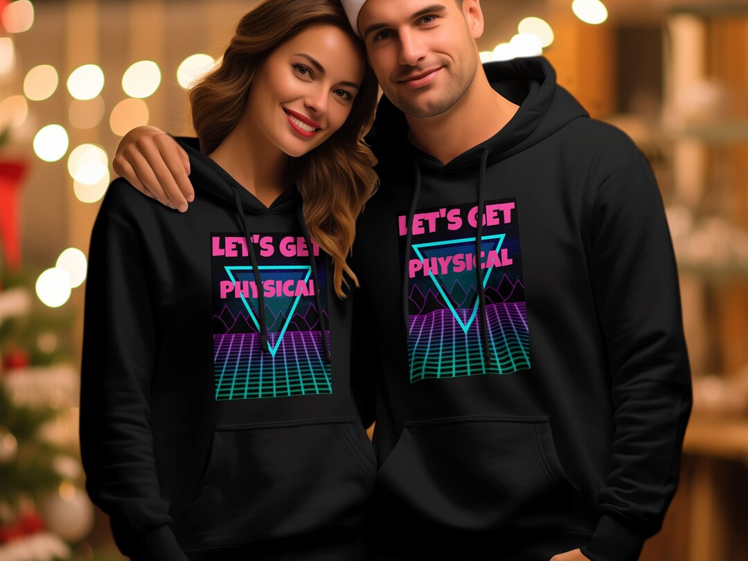 Retro 80s Neon Let's Get Physical Graphic Hoodie, Vintage Style ...