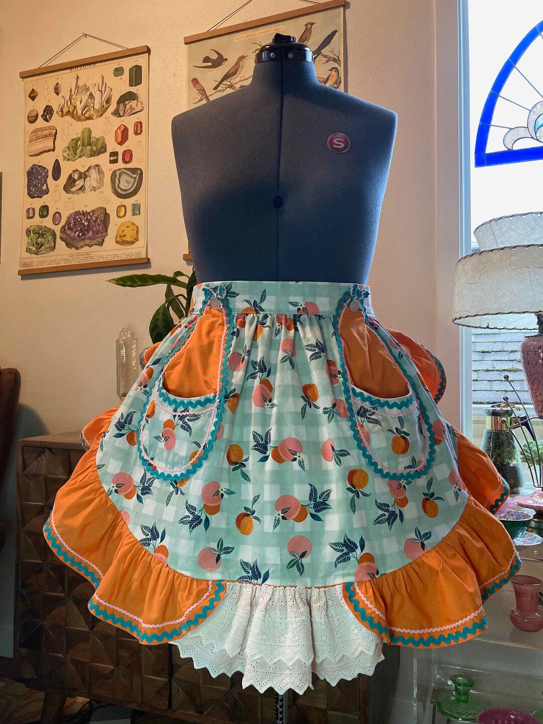 Peachy Keen Retro Apron With Pockets/vintage Inspired Apron/handmade ...