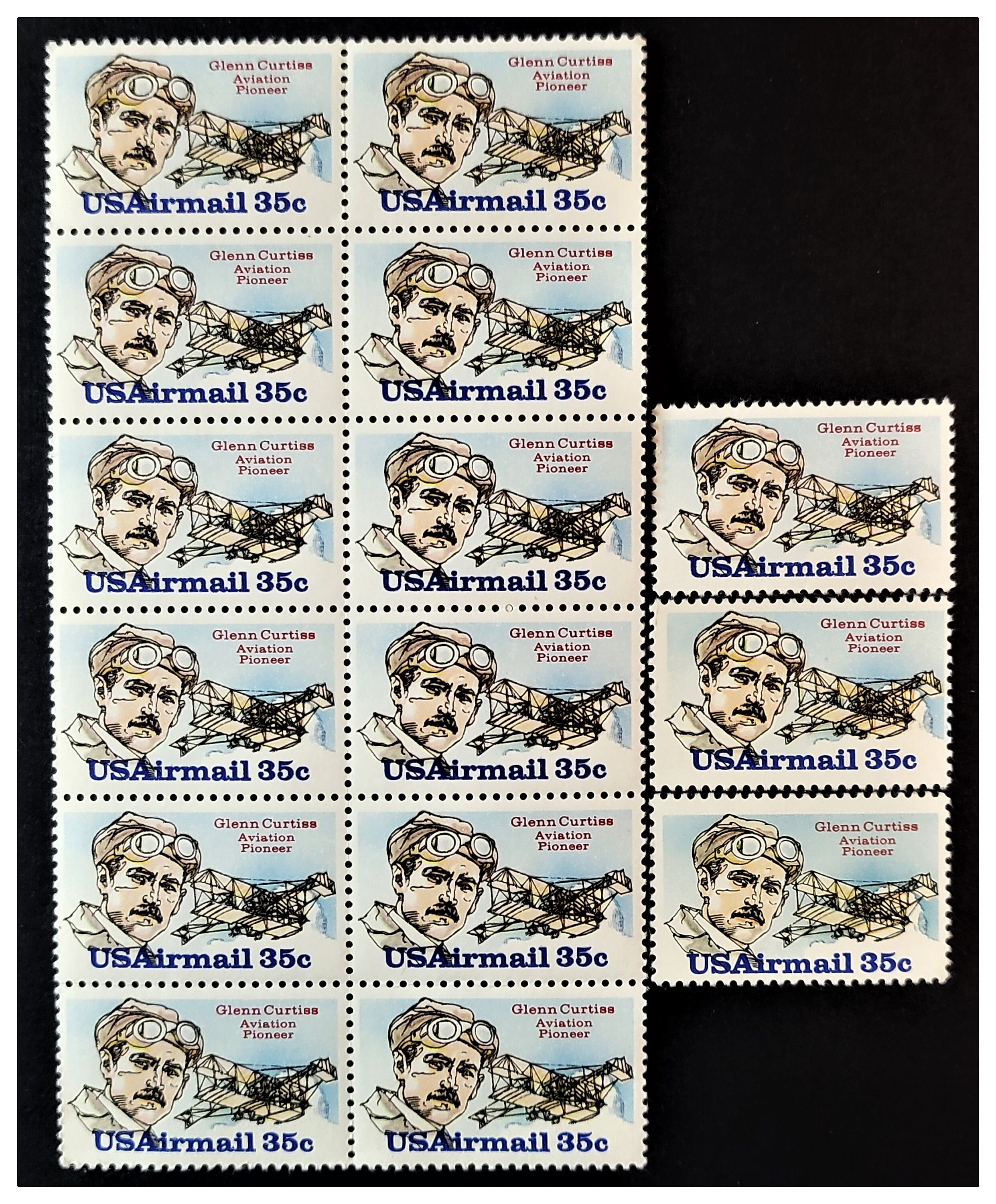 15 Glenn Curtiss Stamps, Airmail, Aviation Pioneer, Naval Aviation, US ...