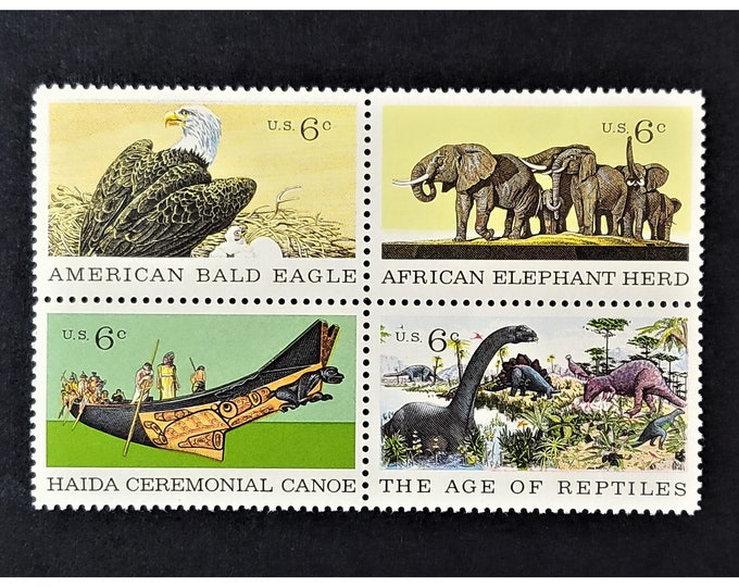15 Natural History Stamps, Bald Eagle, Elephants, Haida Canoe, Reptiles ...
