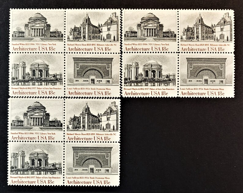 12 American Architecture Stamps Four Architects Advances in - Etsy