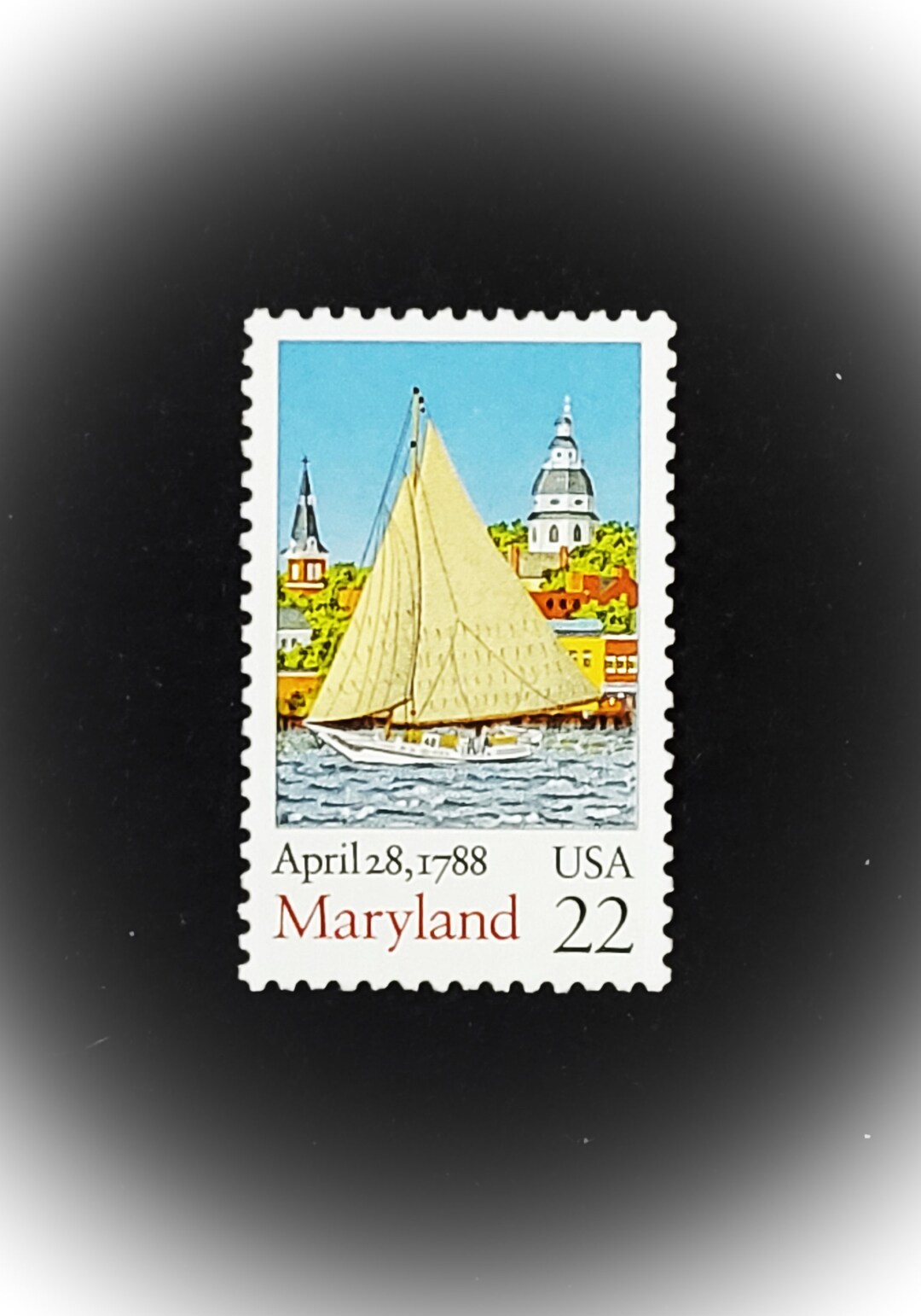 8 Maryland Stamps, Constitution Approval, Sailboat, US Postage, 1988 ...