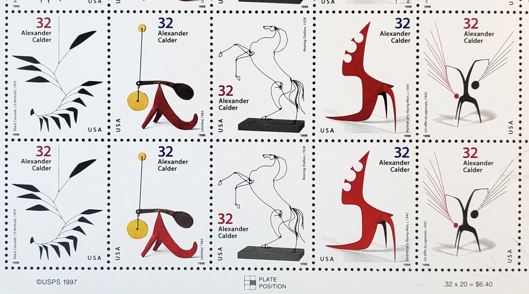 20 Alexander Calder Stamps, Sculptor, Mobile Art, US Postage, 1998 ...