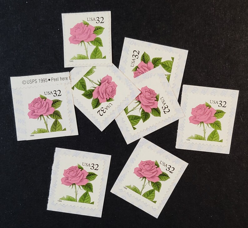 8 Pink Rose Stamps US Postage 1995 Unused 32 Cent Face - Etsy
