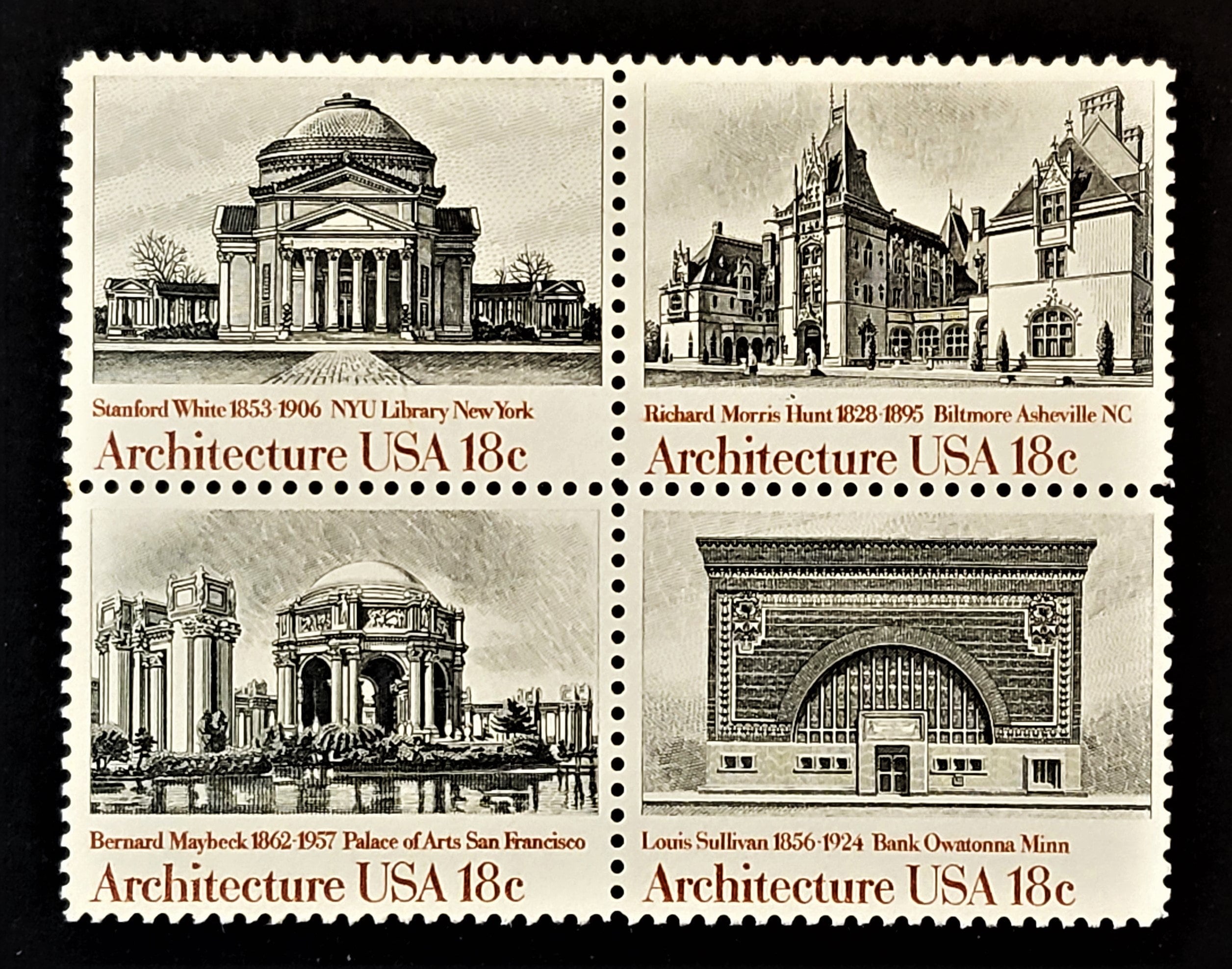 12 American Architecture Stamps Four Architects Advances in - Etsy