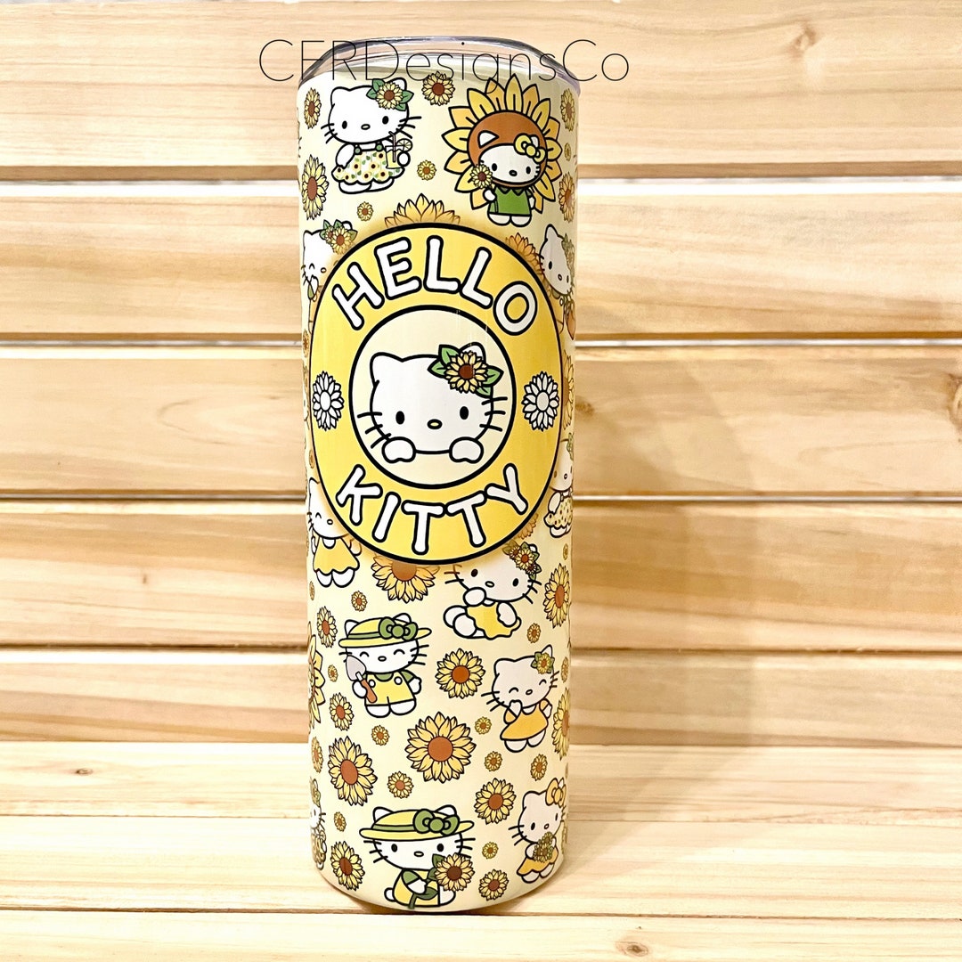 NEW Yellow Sunflower Hello Kitty 20oz Stainless Steel Insulated Tumbler ...