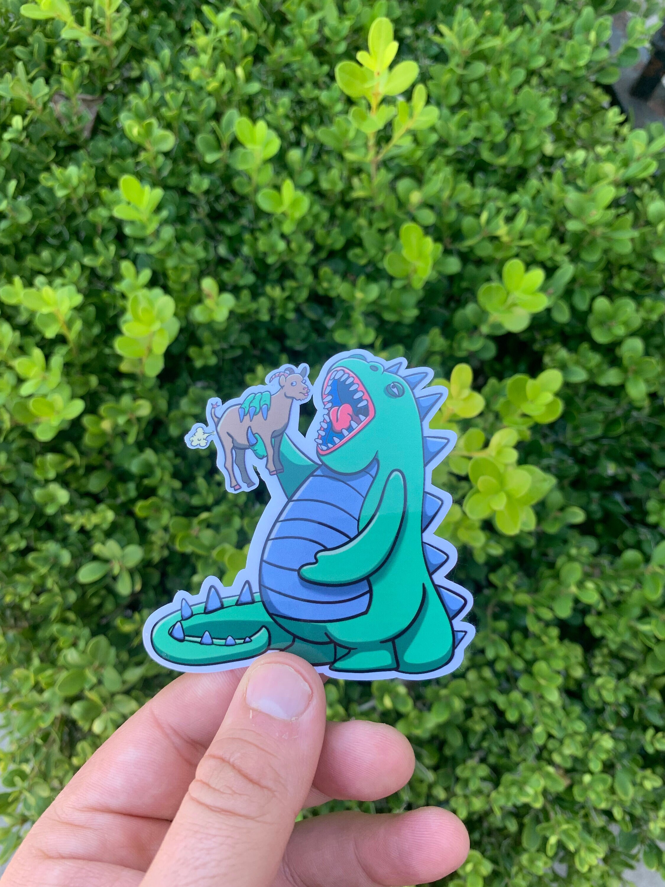 Godzilla Makes Goat Fart Sticker Humorous Dinosaur Antics - Etsy