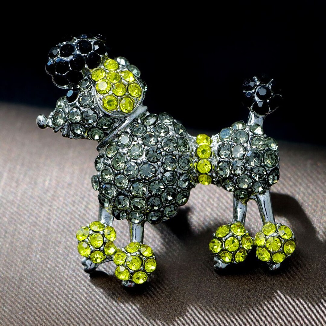 Rhinestone Poodle Brooch Small Cute Animal Pins Fashion Dog - Etsy