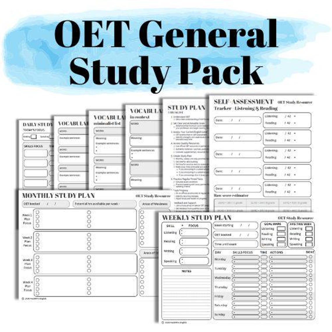 OET Study & Vocabulary Planner | OET Study Organizer Pdf | Occupational ...
