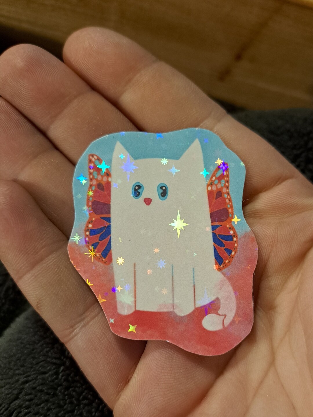 Holographic Fairycore Cat Sticker Design by Samacidity, Holographic Cat ...