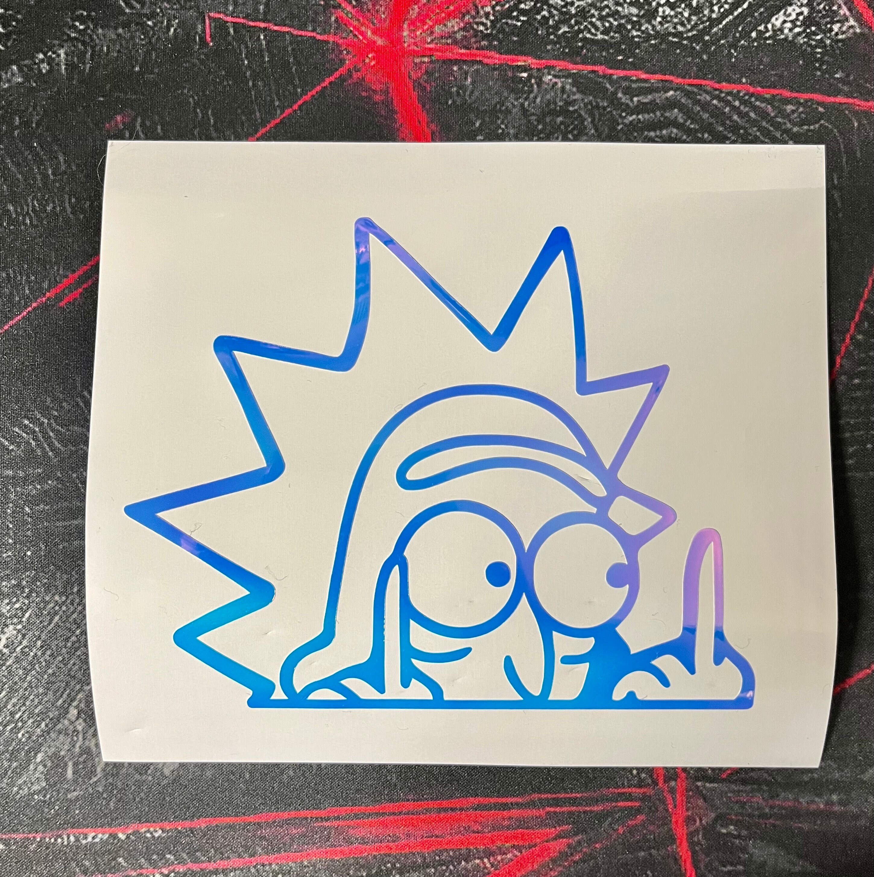 Middle Finger Holographic Vinyl Decal Rick Window Decal - Etsy