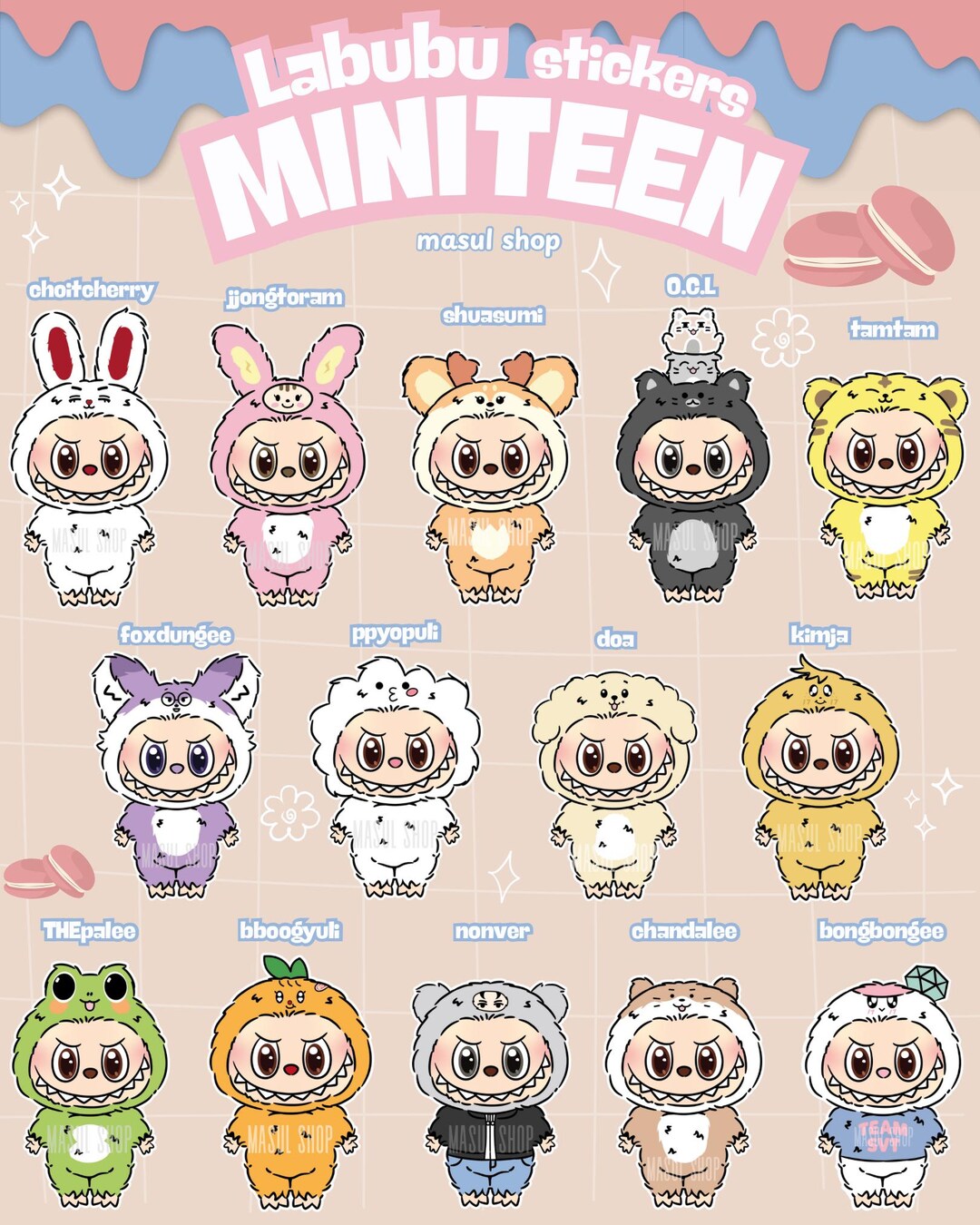 Miniteen Labubu Waterproof Sticker Seventeen Masul Shop S.coups ...