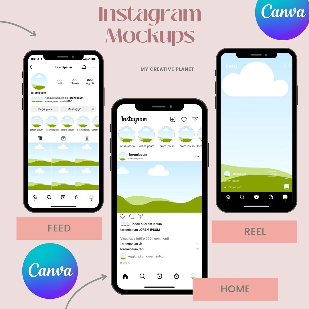 Instagram Mockups Canva Template - Etsy