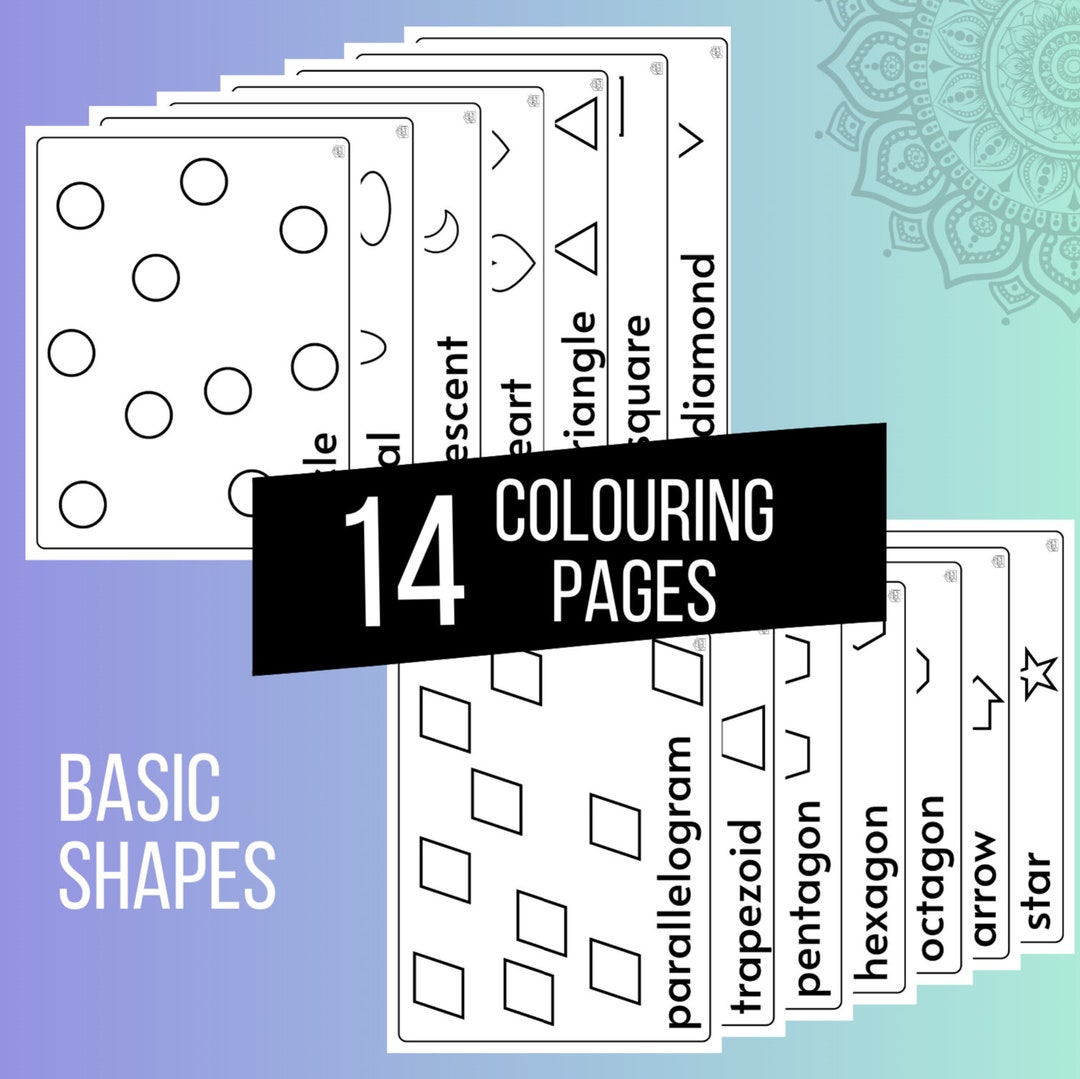 1-2yr | Colouring Shapes × 14 Pages X Basic Shapes × Digital Download ...