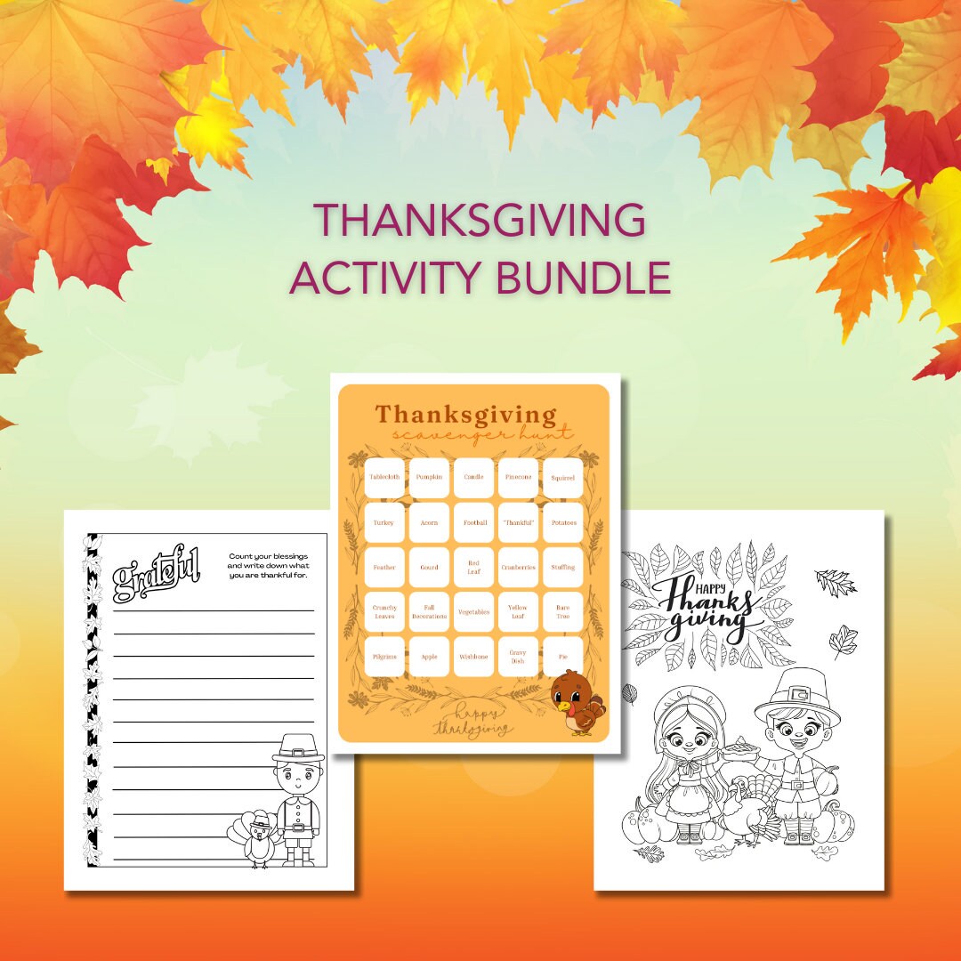 Thanksgiving Printable Scavenger Hunt Bundle Kids Activities - Etsy