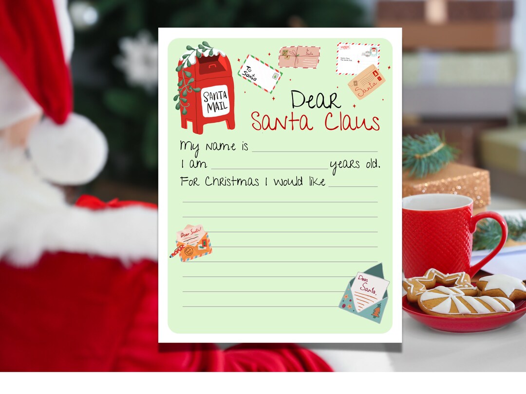 Letter to Santa Printable, Dear Santa, Kids Letter to Santa, Santa ...