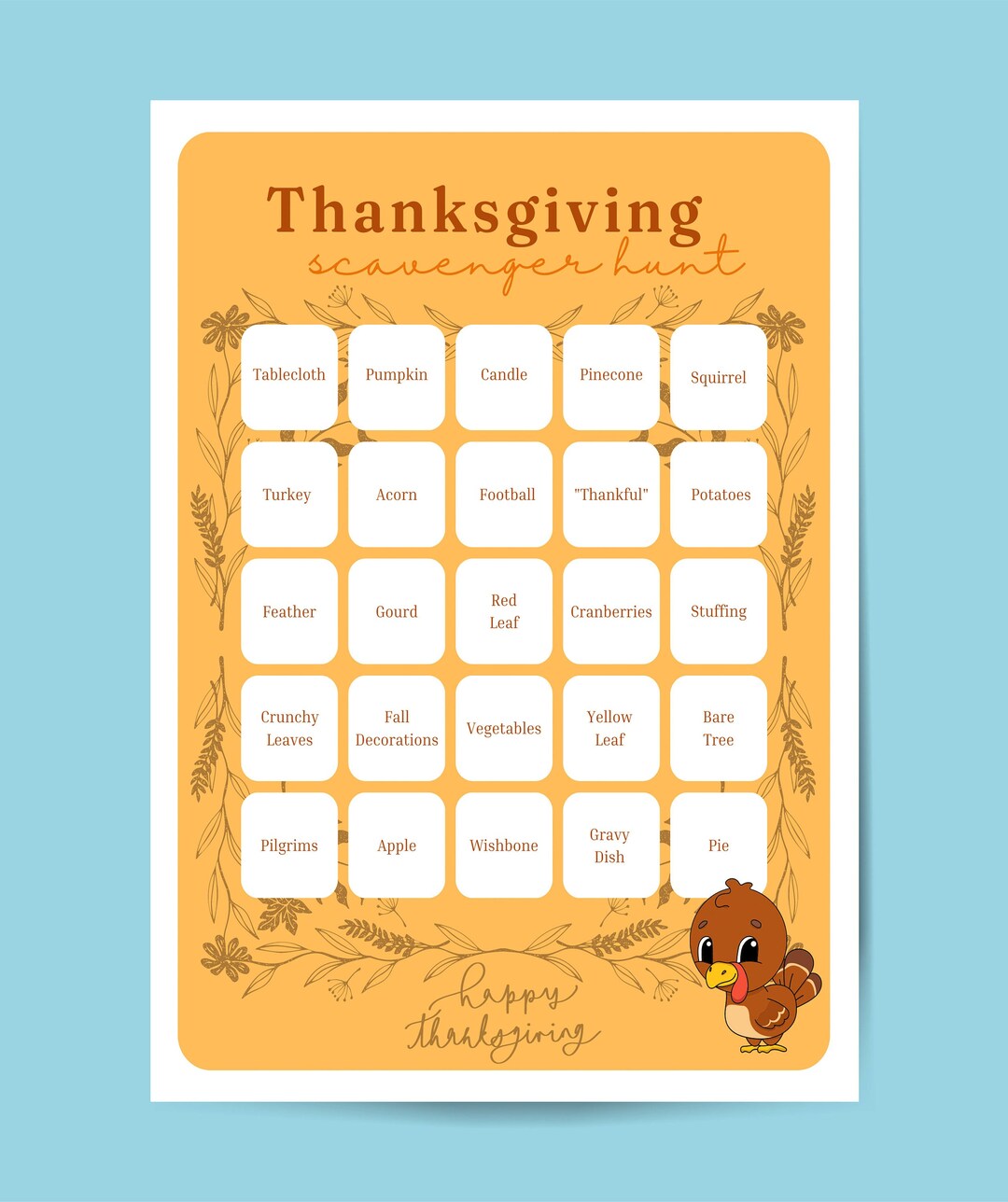 Thanksgiving Scavenger Hunt Printable Game for Kids - Etsy