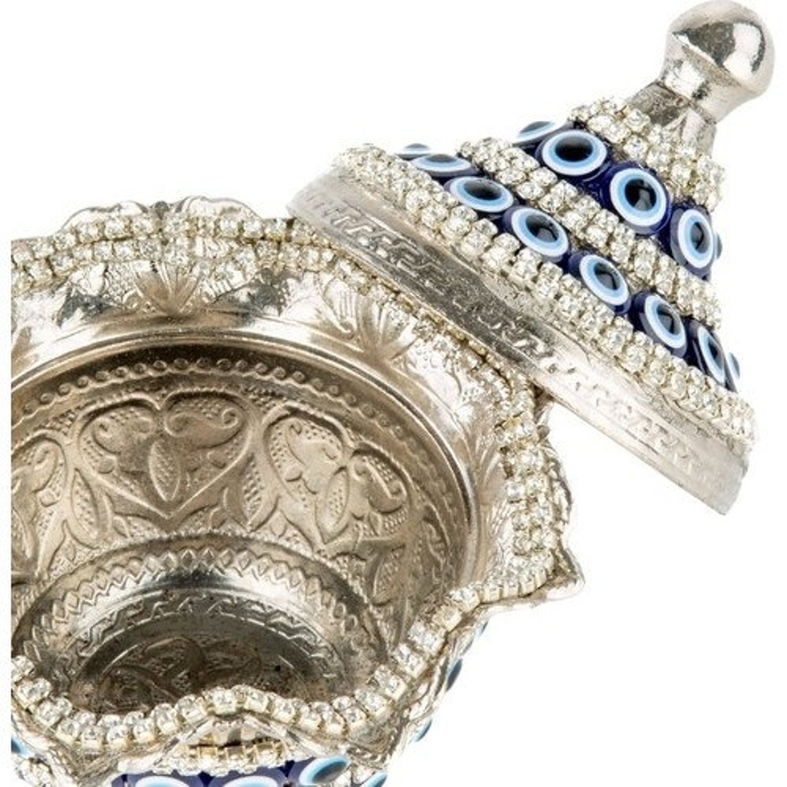 Evil Eye and Stones Sugar Bowl Dragee Decorative Small Round Tulip Rose ...