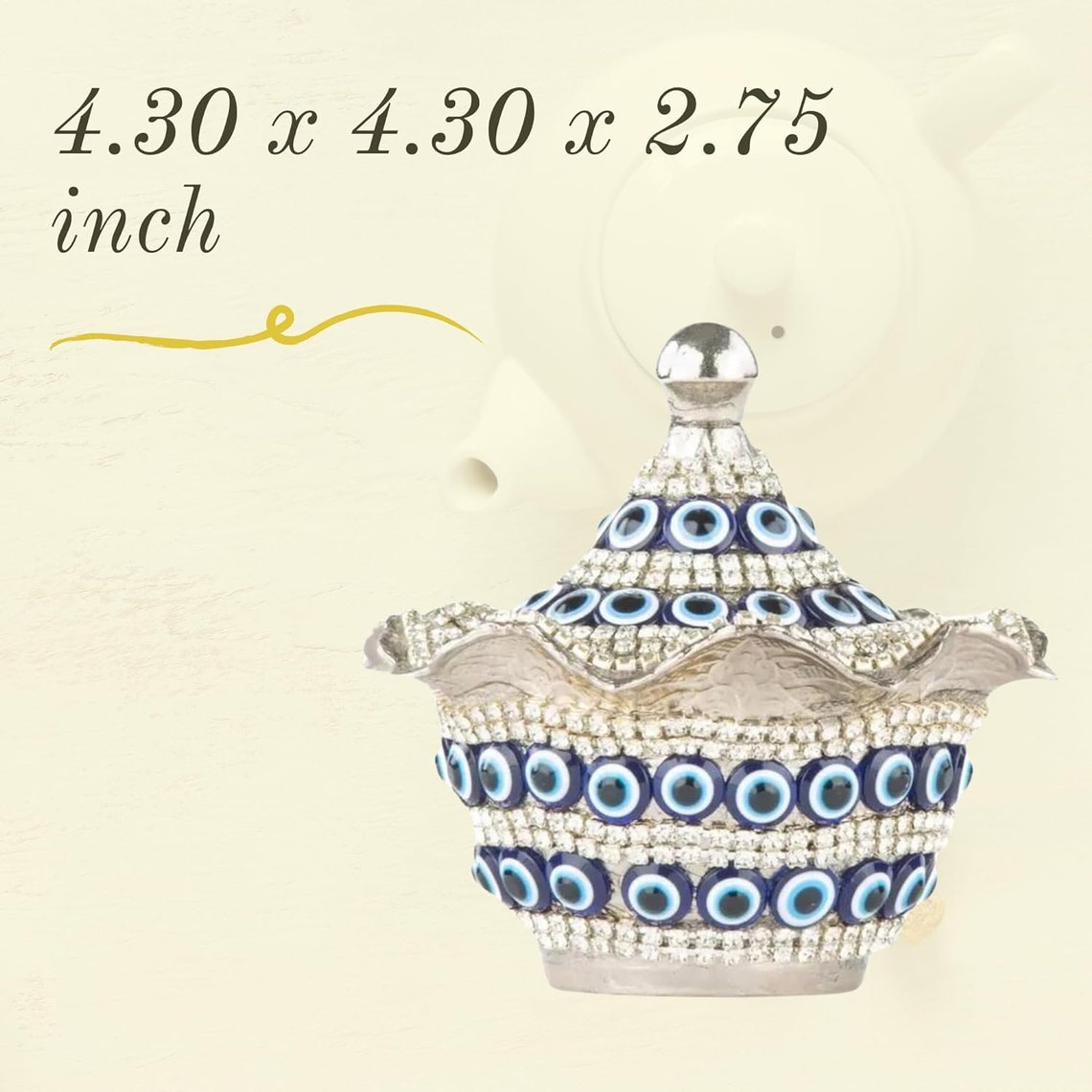 Evil Eye and Stones Sugar Bowl Dragee Decorative Small Round Tulip Rose ...