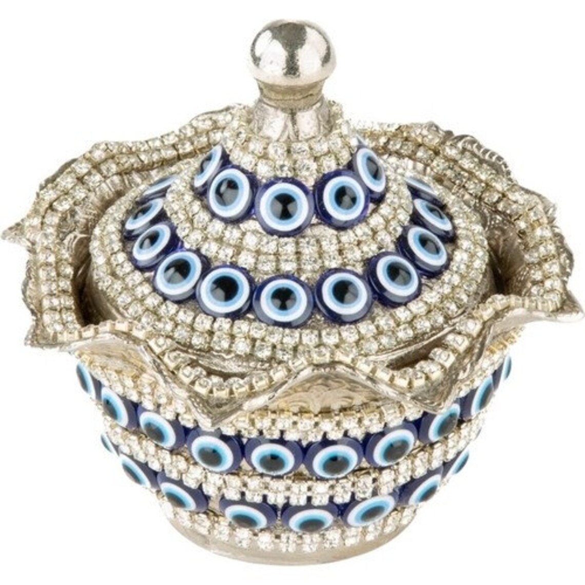 Evil Eye and Stones Sugar Bowl Dragee Decorative Small Round Tulip Rose ...