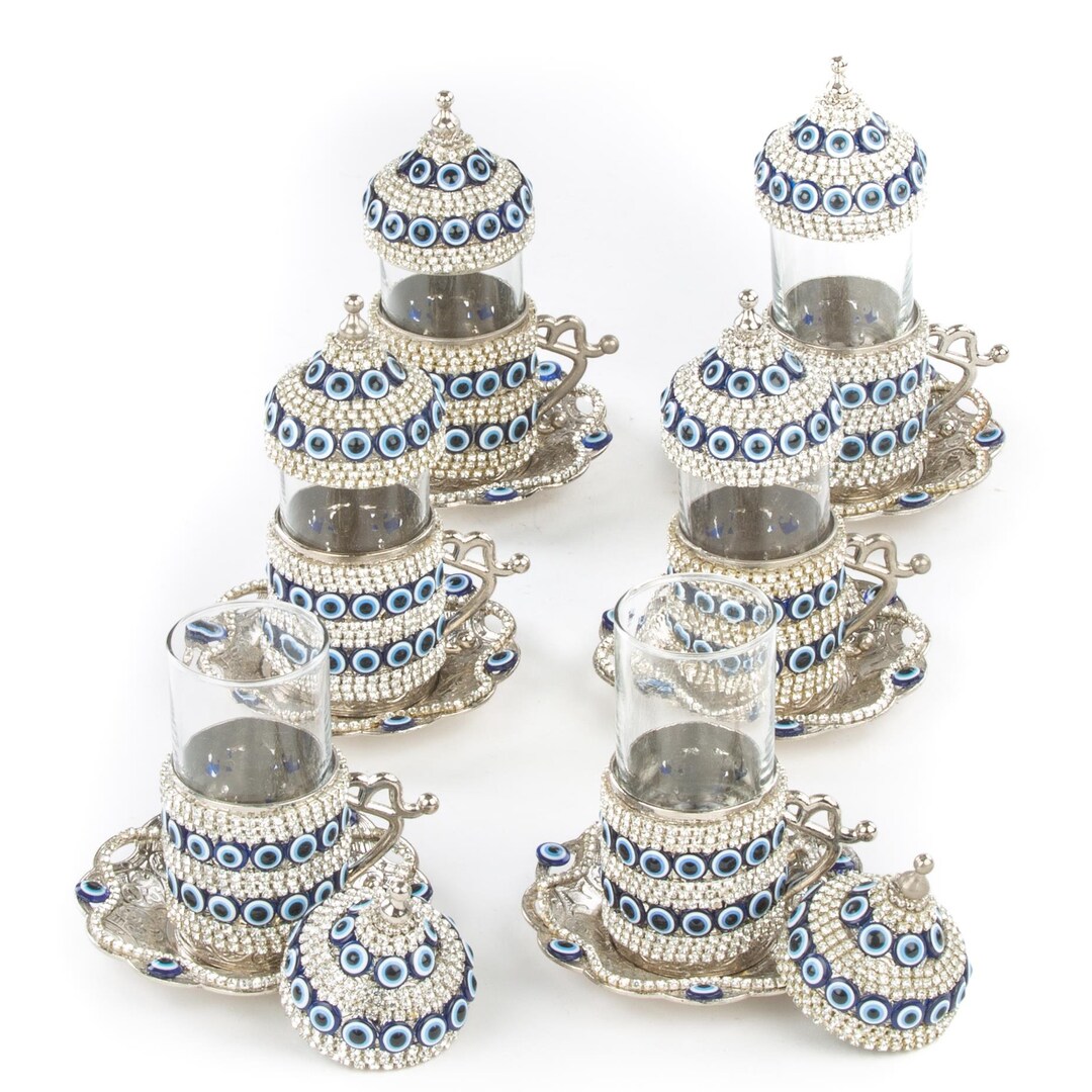 White Tulip Tea Set With Evil Eye Stones and Stones 6 Pieces - Etsy