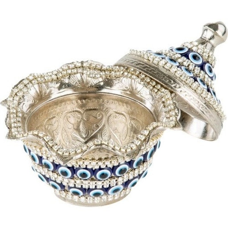 Evil Eye and Stones Sugar Bowl Dragee Decorative Small Round Tulip Rose ...