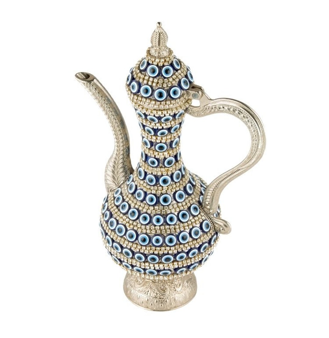 Zamzam Ibrik Pitcher With Evil Eye and Stones Payitaht Large Nickel - Etsy