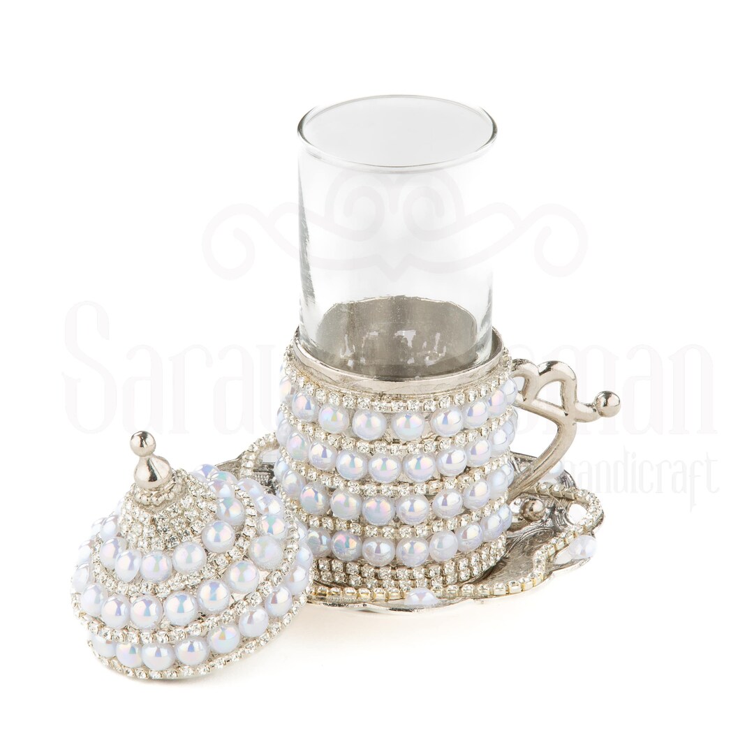 Elegant Pearl and Stone Tea Cup Set Single Tulip Pattern -white - Etsy
