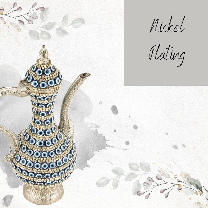 Zamzam Ibrik Pitcher With Evil Eye and Stones Payitaht Large Nickel - Etsy