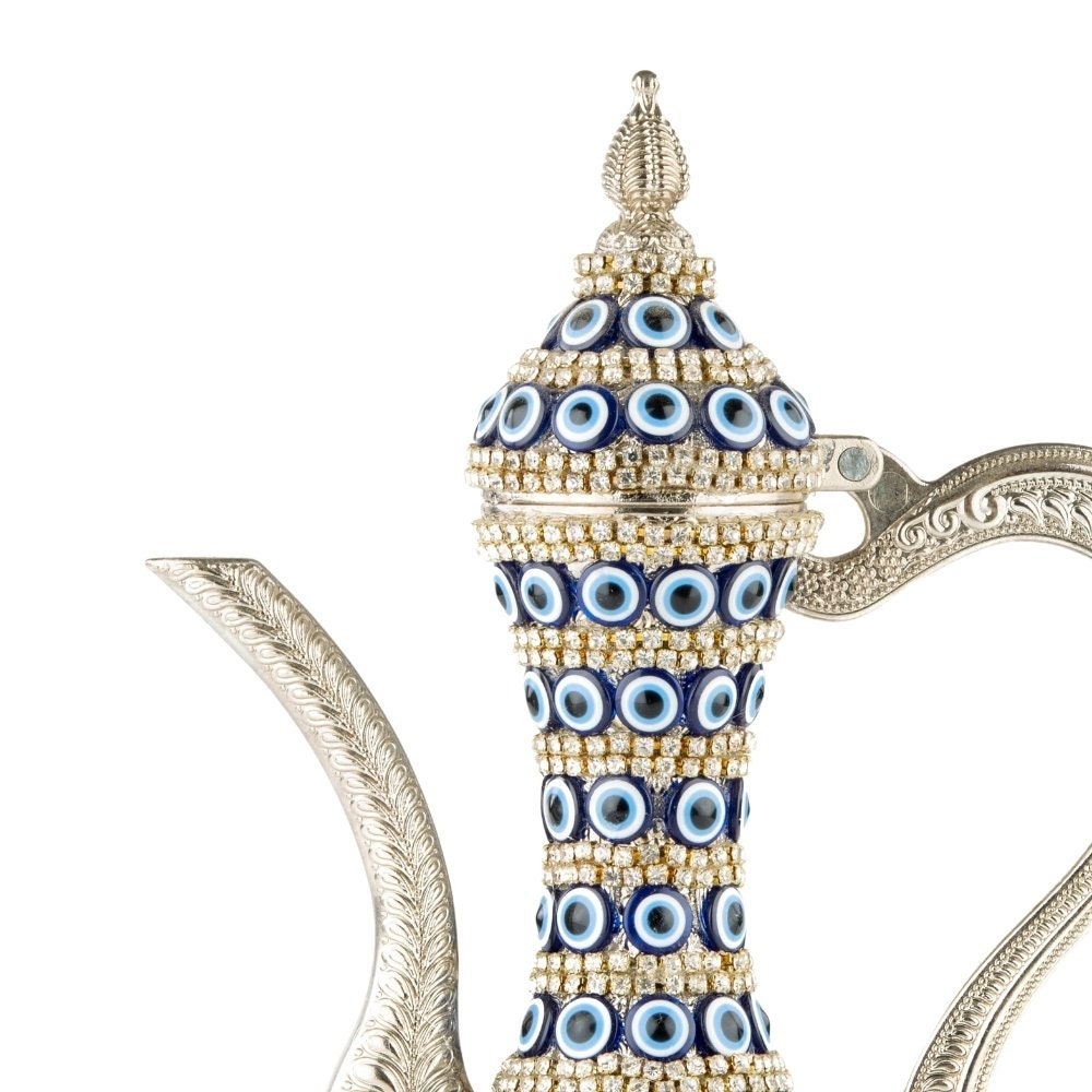Zamzam Ibrik Pitcher With Evil Eye and Stones Payitaht Large Nickel - Etsy