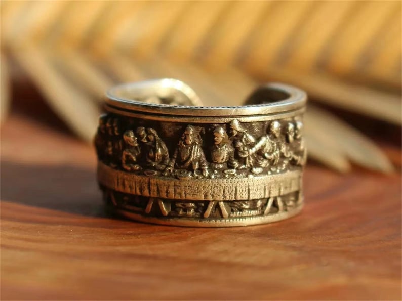 Last Supper Ring, 925 Sterling Silver Religious Ring, Wide Open Ring for Men and Women - Etsy