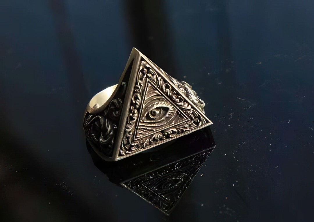 Illuminati All Seeing Eye Ring, 925 Sterling Silver Masonic Ring, Evil ...