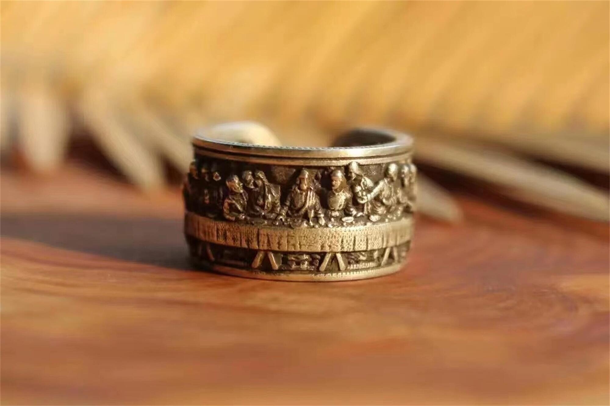 Last Supper Ring, 925 Sterling Silver Religious Ring, Wide Open Ring ...