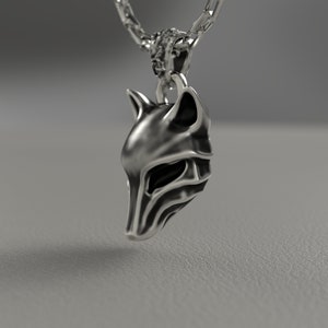 Fox Mask Necklace Pendant, 925 Sterling Silver Simple Fox Head Necklace ...