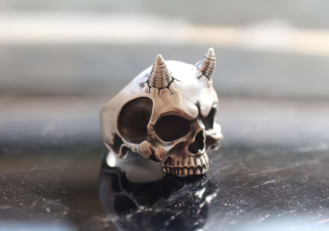 Little Devil Skull Ring, 925 Sterling Silver Statement Skull Ring for ...