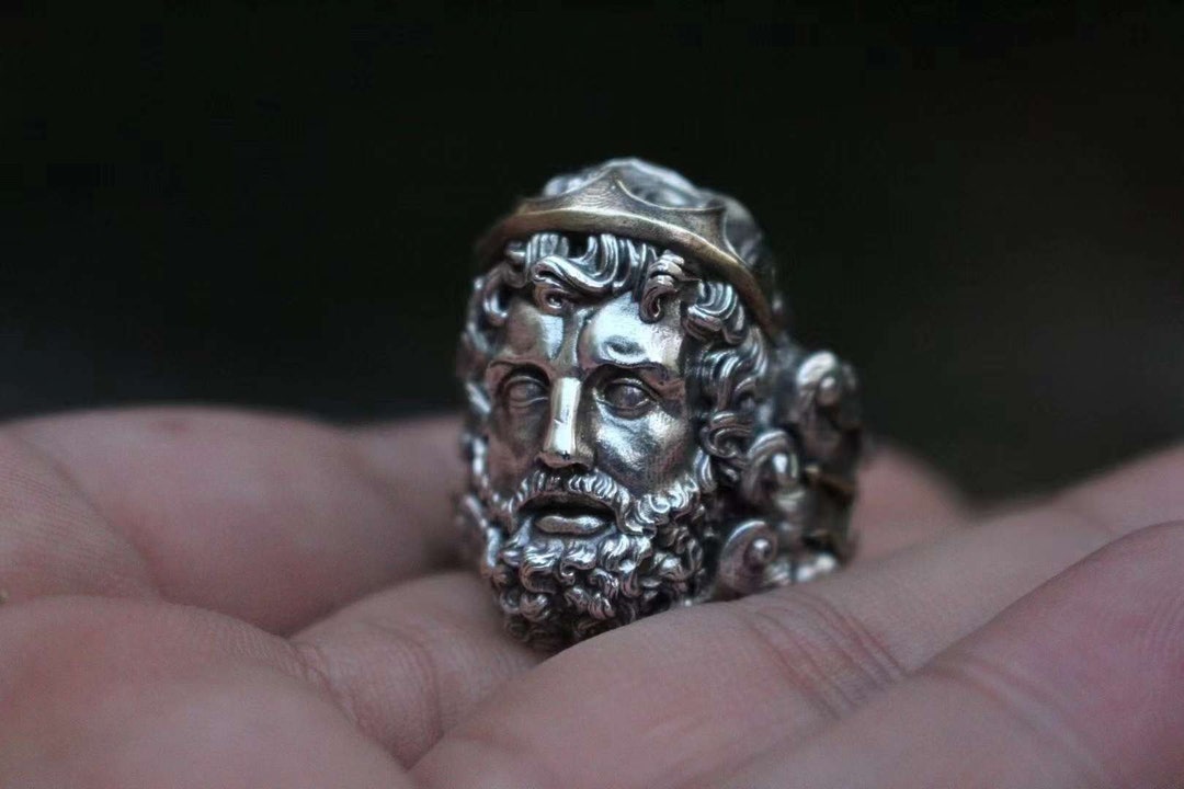 Neptune Poseidon Ring, Greek Mythology Ring, 925 Sterling Silver Copper ...
