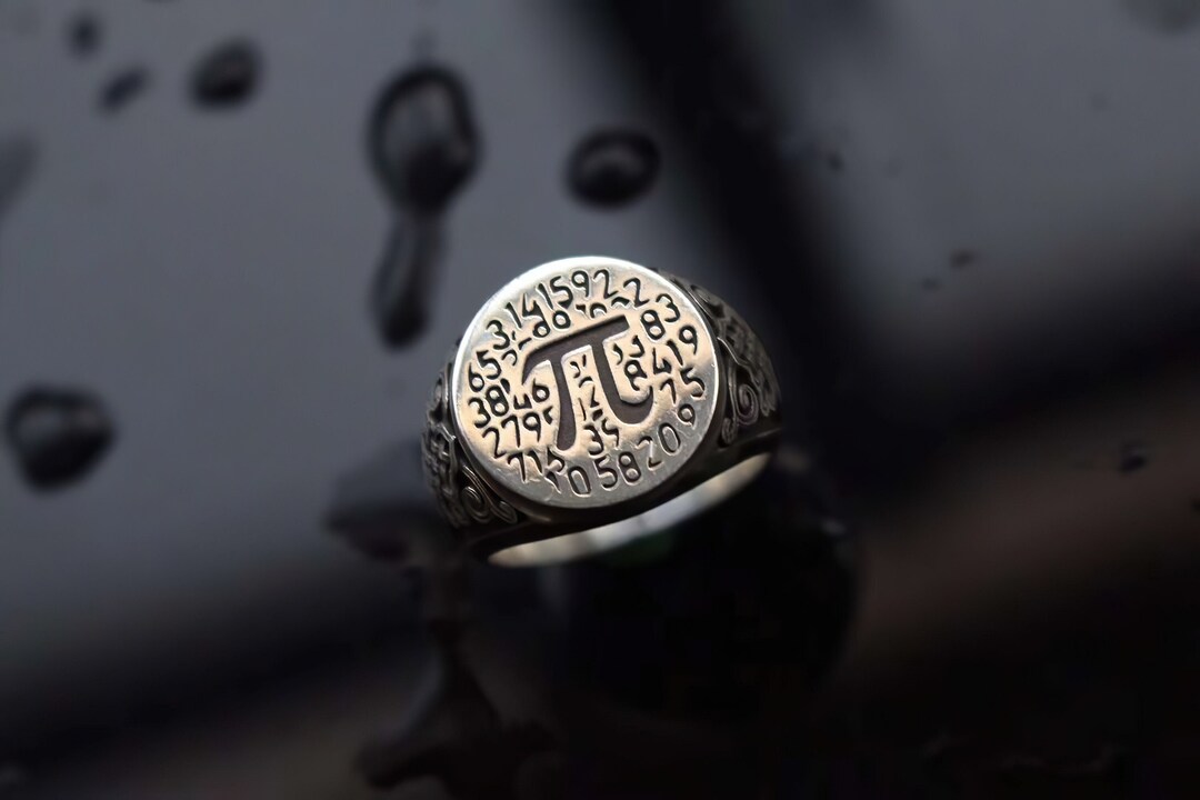 Pi Symbol Signet Ring, Sterling Silver Signet Ring, Pi Ring, Graduation ...