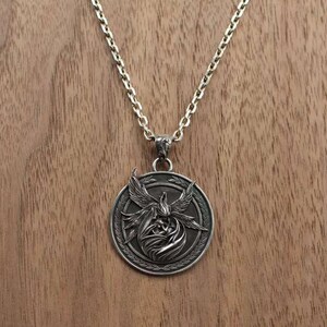 Seraph Round Pendant, 925 Sterling Silver Carved Seraphim Angel ...