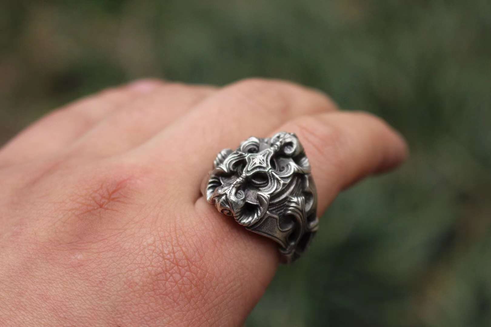 Diablo style Ring Gothic 925 Sterling Silver Exquisite Anime - Etsy