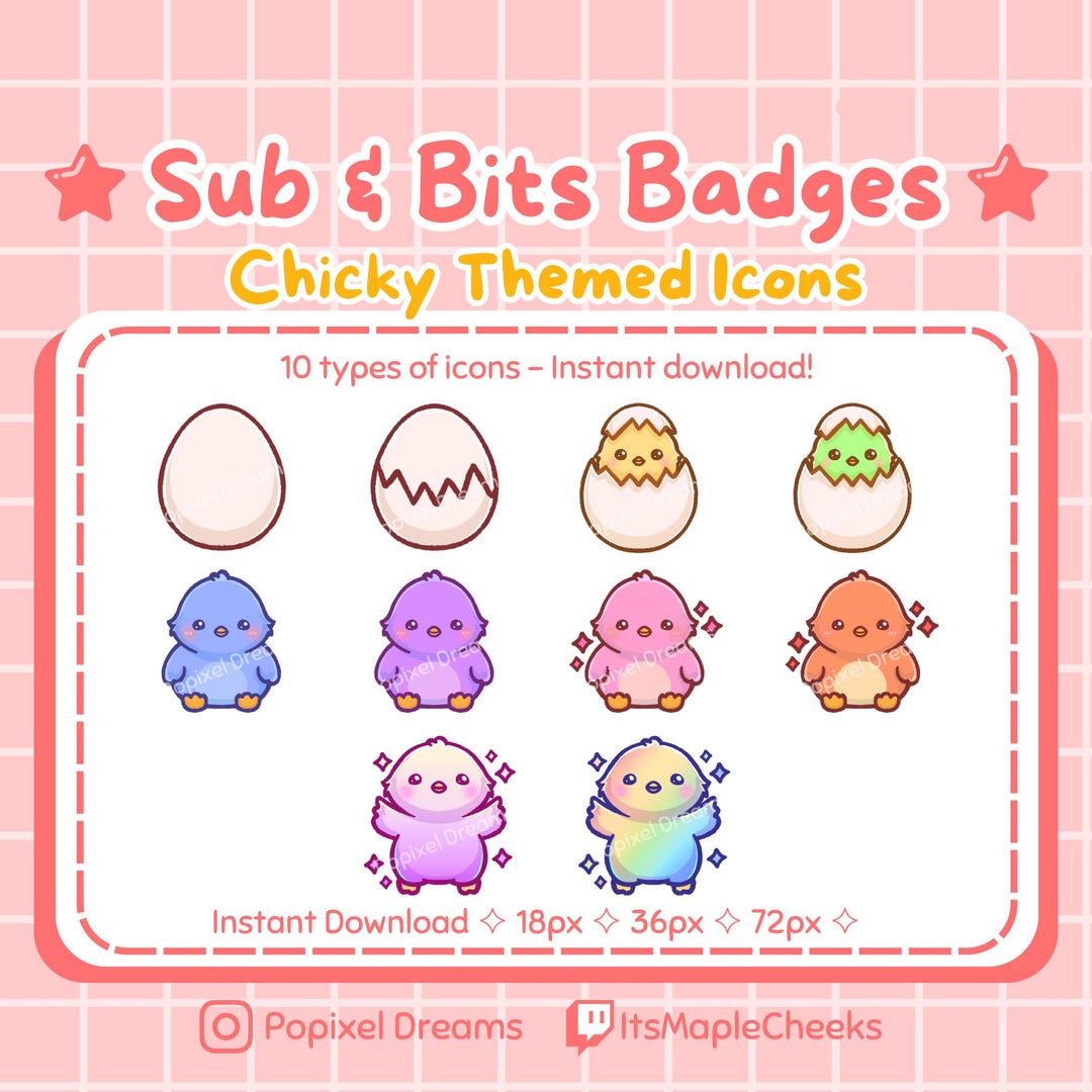 Chick Twitch Sub Badges | Stream Bits Badges (digital Download 18x18px ...